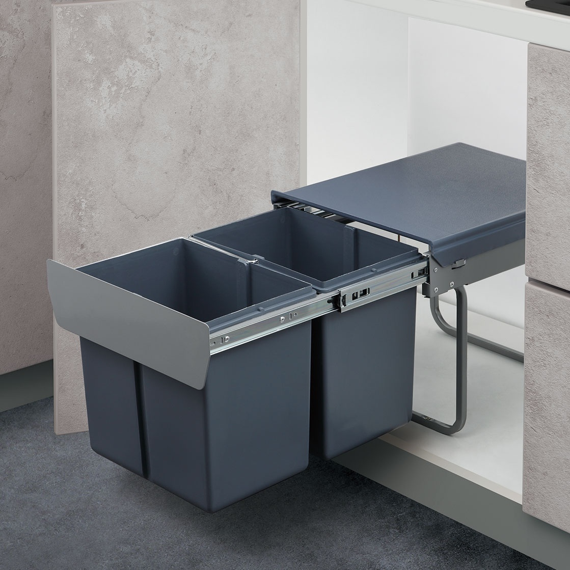 Pullout Double Waste Bin Ball-bearing D373 - Al Salam Kitchen ET