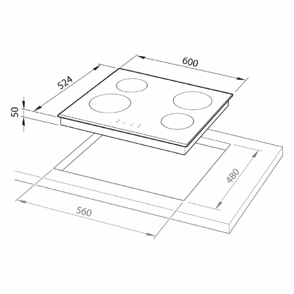 ELBA ELIO EVC 600 Vitroceramic Hob 60 cm - Al Salam Kitchen ET